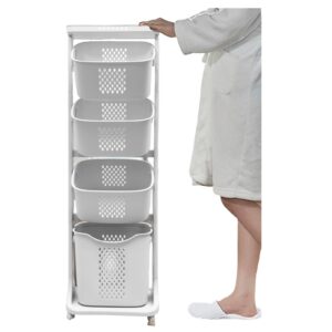 baokaler 4-tier laundry hamper sorter, laundry storage organizer with wheels removable rolling laundry baskets, bathroom cart for dirty clothes