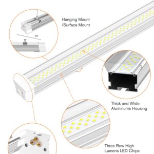 ONLYLUX 8 Pack 4FT Linkable LED Shop Light for Garage, Workshops, 6500K Cool Daylight 50W (300w Equivalent), Plug and Play, Hanging or Surface Mount, with Power Cord and On/Off Switch, ETL Certified