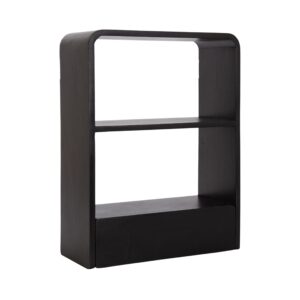 kate and laurel kato modern wall shelf with drawer, 18 x 24, black, decorative over the toilet shelf for use as bathroom storage or living room display shelf