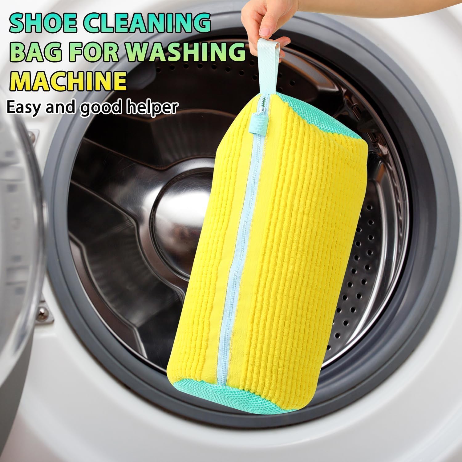 The shoe washing bag is specifically designed for washing machines and is suitable for cleaning and protecting sports shoes. It can be reused, including washing and drying functions (1 yellow piece)