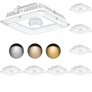 8pack 60w led canopy light with photocell, 36w 48w 60w adjustable, ac100-277v 8100lm 5000k/ 4000k/3000k outdoor carport light ceiling light, ip65 waterproof commercial canopy led lights, ul listed