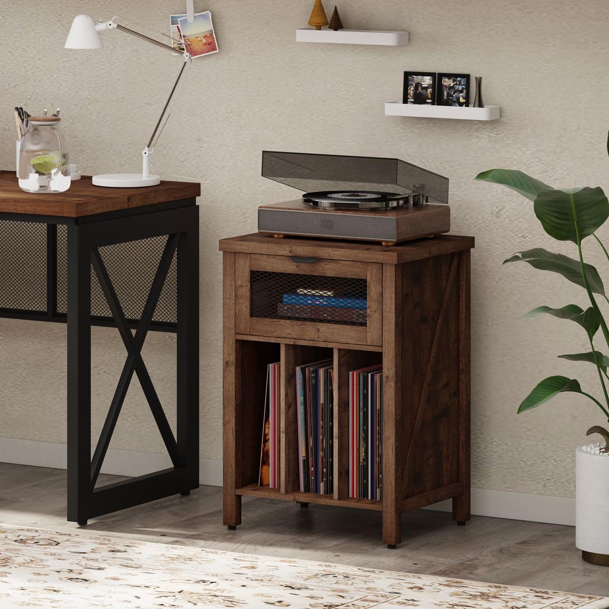 BON AUGURE Large Bookshelf and Record Stand