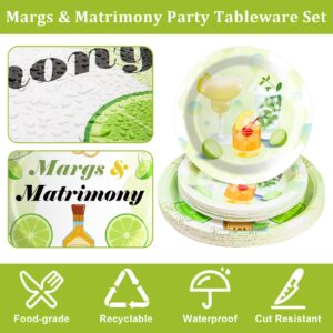 EggSun 120Pcs Margs And Matrimony Bachelorette Party Paper Plates Napkins Cups,Margs And Matrimony Decorations,Margarita Bachelorette Party Supplies,Bachelorette Fiesta Bridal Shower Party Serves 24