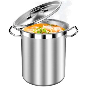 stockpot large soup pot with lid - 40 quart stainless steel stockpot, cooking pot, induction pot, stock pot with lid, big pots for cooking, heavy duty stew pot pozole pot