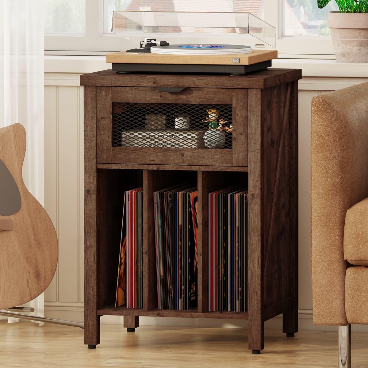 BON AUGURE 3 Tier Bookshelf and Record Stand