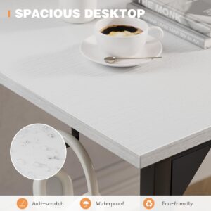 Shahoo 32 inch Computer Desk Modern Simple Style Woodern Table with Storage Bag and Hook for Home, Office, Study, Writing, White