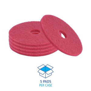 Boardwalk Buffing Floor Pads, 16" Diameter, Red, 5/Carton