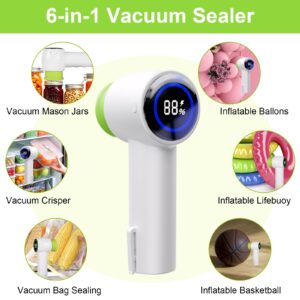 cjc Handheld Vacuum Sealer, Electric Vacuum Sealer for Food, 4-in-1 Mason Jar Vacuum Sealer, Rechargeable Vacuum Sealer, Portable Vacuum Sealer Machine Kit, Small Vacuum Pump for Travel