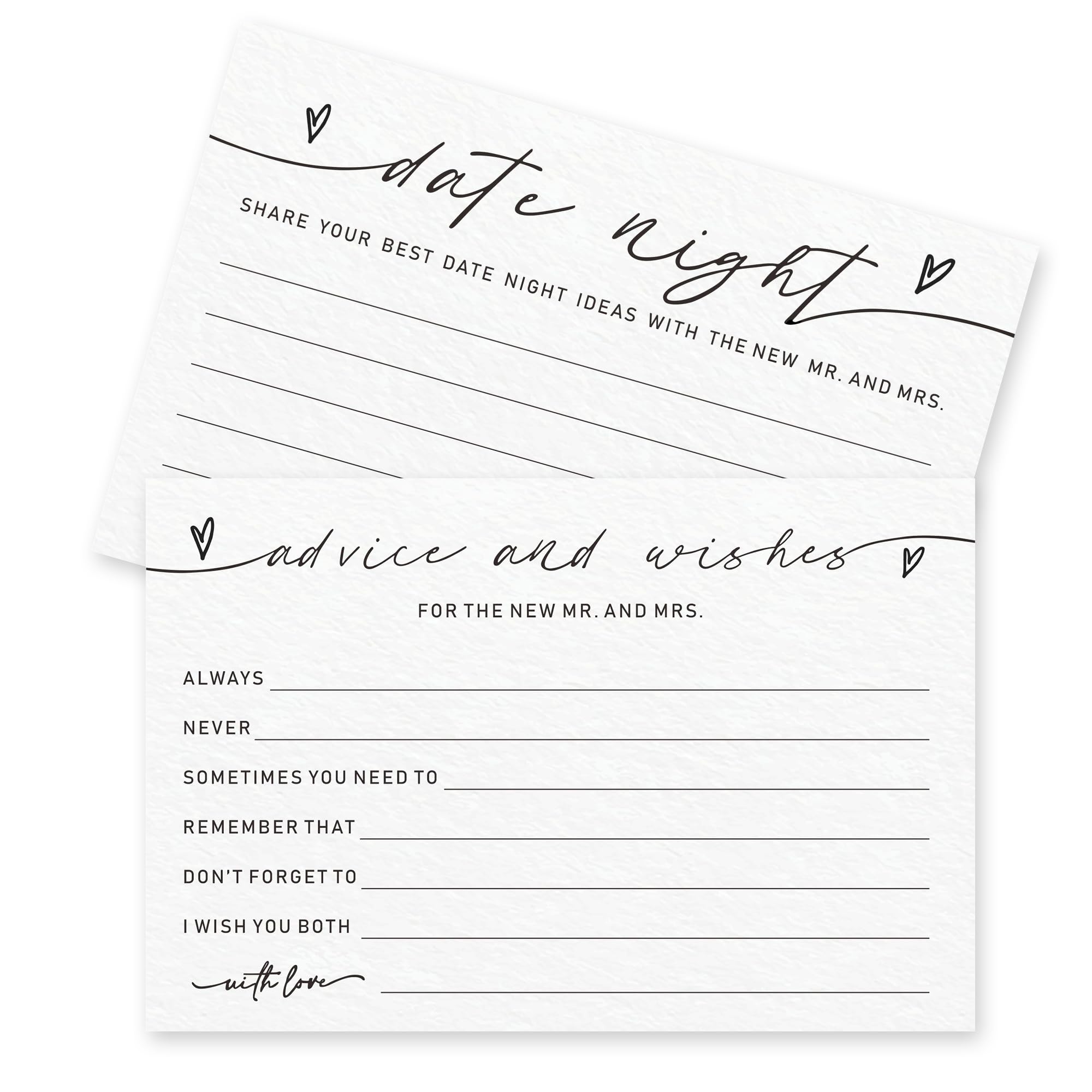 Advice And Wishes Card Set For The New Couples Mr And Mrs, 15 Wedding Advice Cards And 15 Date Night Cards Cards For Bride, Groom, Newlyweds, Wedding Supplies，Bridal Shower Party(4X6 Inches Off-white)-B01