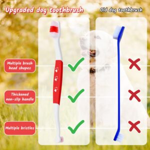 3 Pack Dog Toothbrush for Pet Small and Large Breed Dogs Cats with Soft Bristles, Dual Head Puppy Toothbrushes Kit in Bulk, Non Slip Individual Packing, 360 Easy Teeth Cleaning and Dental Care