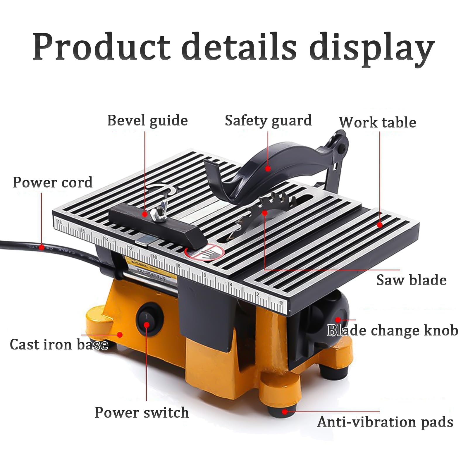 NAWESRVA 4" Mini Portable Table Saw with 3 Blades – Compact Electric Cutting Machine, Adjustable Miter Guide, High-Speed Motor – Perfect for DIY Crafts, Wood, Metal, Ceramic, Glass