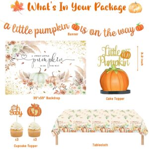 Hombae Little Pumpkin Baby Shower Decorations, Thanksgiving Fall Themed Baby Shower Decorations, A Sweet Little Pumpkin is On The Way Backdrop Banner Balloon Tablecloth Cake Cupcake Topper 169PCs