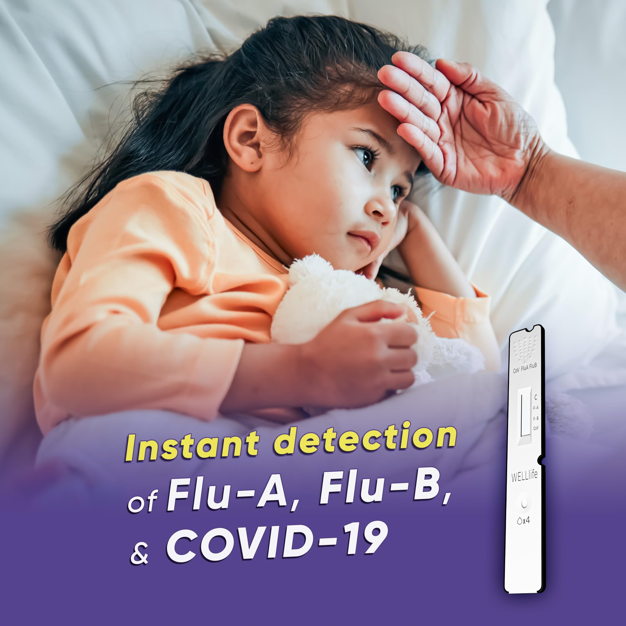 WELLlife COVID-19/Influenza A&B Home Test, Self Test for Flu A/B and COVID-19, Results in 10 Minutes with Non-invasive Nasal Swab, FDA EUA Authorized -[25 Tests]