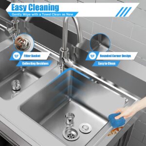 Bokknppo Freestanding Utility Sink 3-Compartment Commercial Sink 304 Stainless Steel Sink Station Set with Hot Cold Faucet Water Pipe Triple Bowl Kitchen Prep Sink,39 * 18 * 35.8in Silver