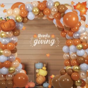 fall balloon arch garland kit, 18" 10" retro burnt orange gold blue fall balloons decorations for fall baby shower decorations autumn thanksgiving little pumpkin birthday party decorations