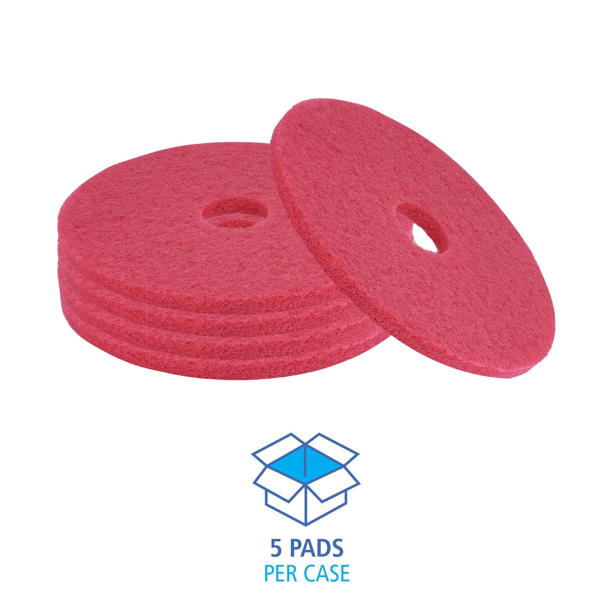 Boardwalk Buffing Floor Pads, 18" Diameter, Red, 5/Carton