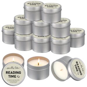 nuanchu 8 pcs book lover candles club gifts 4 oz book scented candle reading time natural soy wax candles for book lovers librarian bookish club gifts