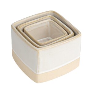 Creative Co-Op Ceramic Nesting Containers, Cream, Set of 3