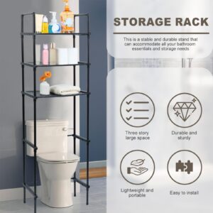 Over The Toilet Storage Shelf, 3-Tier Storage Cabinet Over Toilet, Above Toilet Storage Rack,Behind Toilet Shelf,Bathroom Organizer Freestanding Toilet Shelf Space Saver for Home Bathroom (Black)