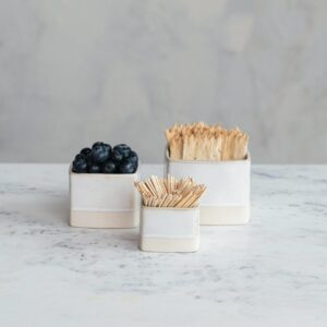 Creative Co-Op Ceramic Nesting Containers, Cream, Set of 3