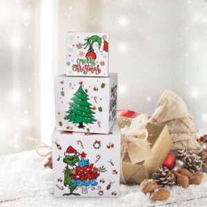 3 Pcs Christmas Nesting Gift Boxes，Christmas Stackable Gift Boxes Set with Lids Christmas Decorative Boxes for New Year Holiday Birthday Party Gift Decor