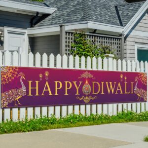 large happy diwali banner for fence indian diwali peacock indian deepavali festival of lights party decorations and supplies for home