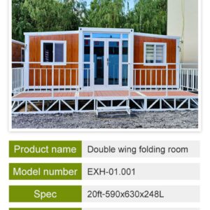 20ft portable prefabricated tiny house, customizable expandable mobile folding house, modular prefabricated container house suitable for hotel, stall, office, guard house, shop, villa, warehouse, etc.