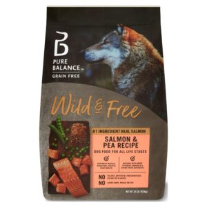 gyco wild & free salmon & pea recipe dry dog food, grain-free, 24 lbs - dry dog food for dogs of all life stages - no added corn, wheat, or soy