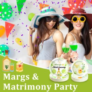 EggSun 120Pcs Margs And Matrimony Bachelorette Party Paper Plates Napkins Cups,Margs And Matrimony Decorations,Margarita Bachelorette Party Supplies,Bachelorette Fiesta Bridal Shower Party Serves 24