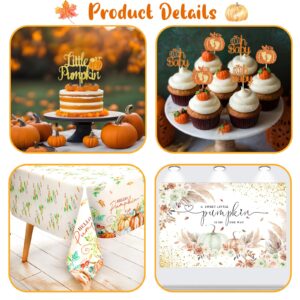 Hombae Little Pumpkin Baby Shower Decorations, Thanksgiving Fall Themed Baby Shower Decorations, A Sweet Little Pumpkin is On The Way Backdrop Banner Balloon Tablecloth Cake Cupcake Topper 169PCs