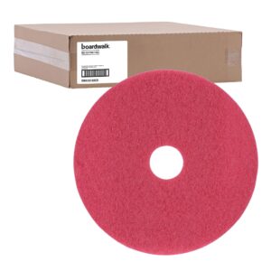 Boardwalk Buffing Floor Pads, 18" Diameter, Red, 5/Carton