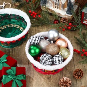 Youyole 4 Pieces Christmas Basket for Gifts Snowman Woven Bamboo Basket Xmas Round Gingerbread Basket Small Santa Claus for Christmas Party Supplies Gift Snack Storage