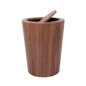 Nirelief Wood Waste Bin with Swing Lid Round Trash Can Kitchen Garbage Basket for Bedroom Wooden Rubbish Bin for Hotel Round Wastebasket Can Garbage Basket for Living Room Waste Bin with Swing Lid