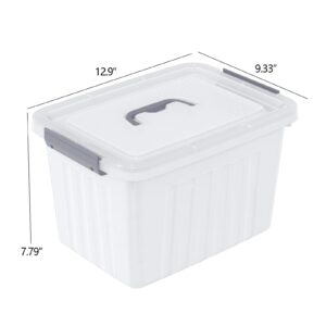 Udotry 6-Pack 10 Quart Clear Latching Bin with Handle, Plastic Storage Box with Lids