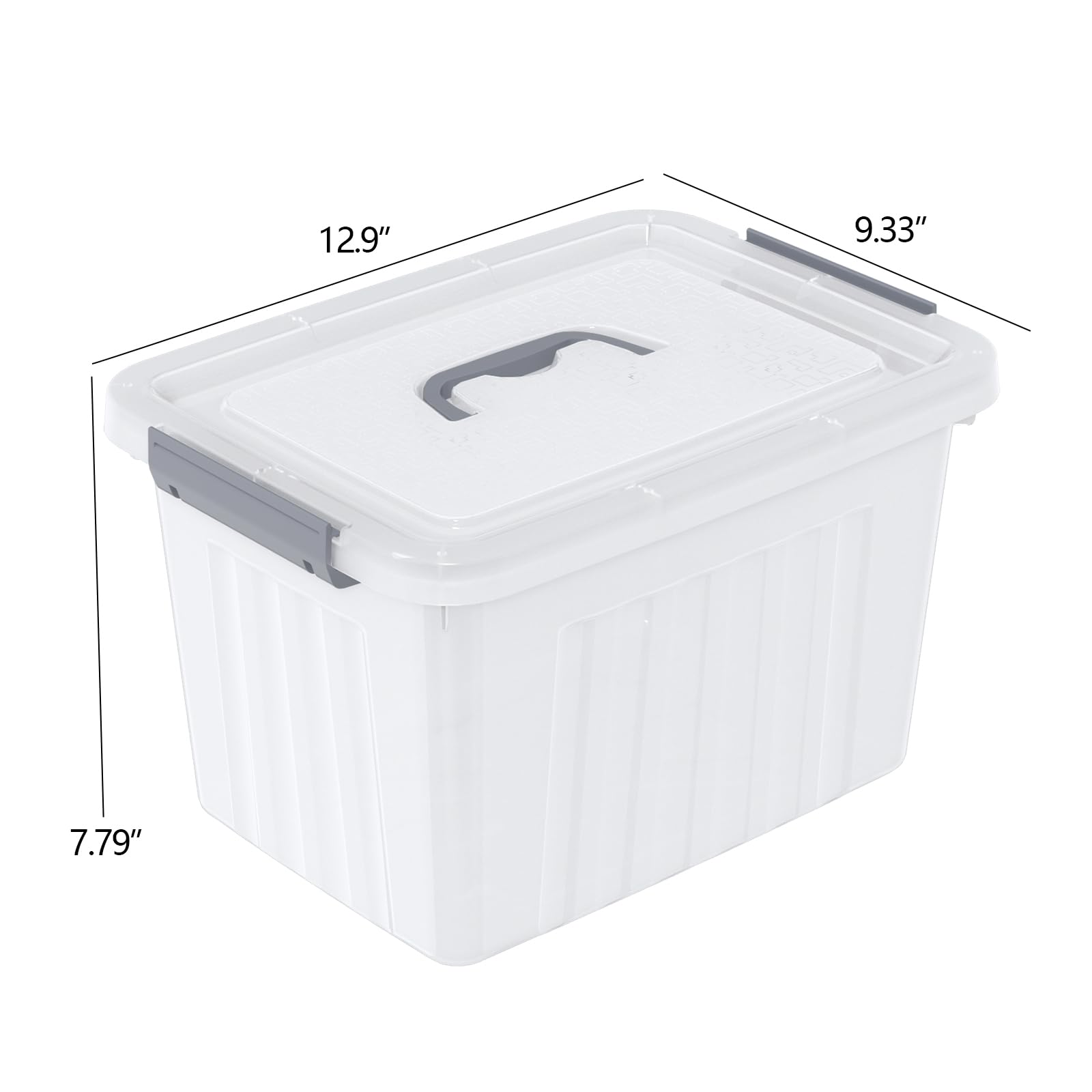 Udotry 6-Pack 10 Quart Clear Latching Bin with Handle, Plastic Storage Box with Lids