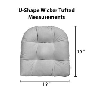 RSH DECOR: Tufted U-Shape Wicker Seat Cushions Set of 2 | 19” x 19” | All-Weather Spun Fabric | Water-Resistant | Outdoor Chair Cushions for Patio Furniture | Twilight Tropical Leaf