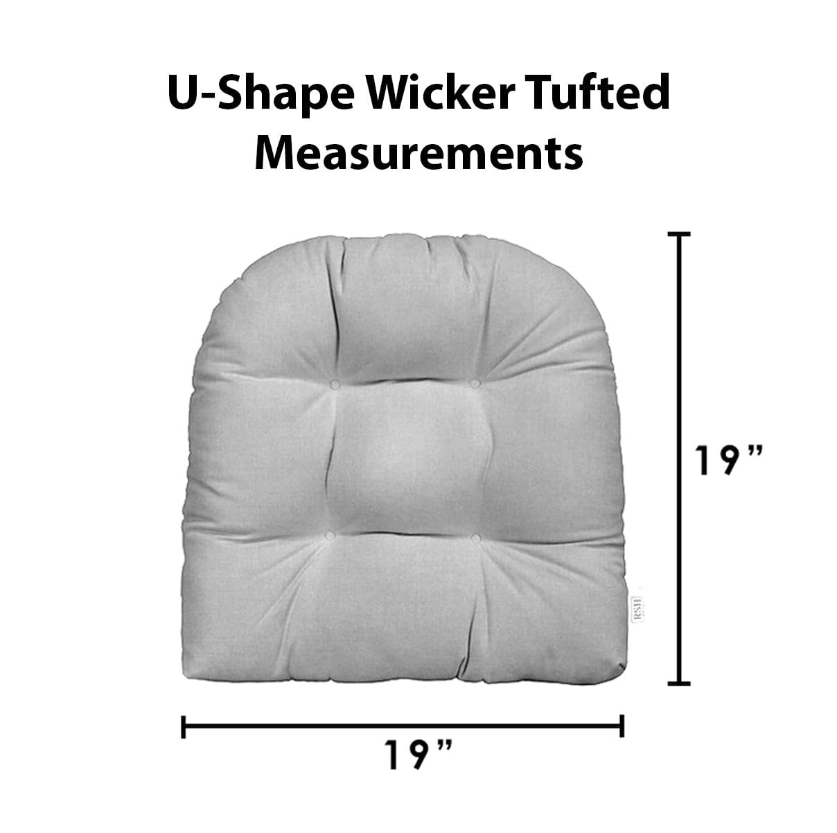 RSH DECOR: Tufted U-Shape Wicker Seat Cushions Set of 2 | 19” x 19” | All-Weather Spun Fabric | Water-Resistant | Outdoor Chair Cushions for Patio Furniture | Twilight Tropical Leaf