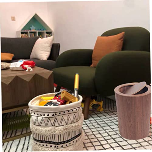 Nirelief Wood Waste Bin with Swing Lid Round Trash Can Kitchen Garbage Basket for Bedroom Wooden Rubbish Bin for Hotel Round Wastebasket Can Garbage Basket for Living Room Waste Bin with Swing Lid