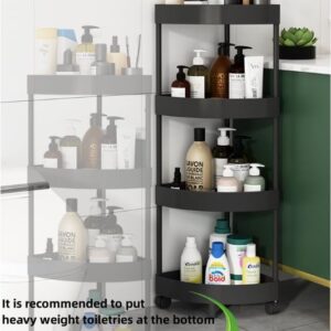 ANDSYYDS 3 Tier Shelf Bathroom Shelf Organizer Movable Universal Wheels Space Saving Corner Triangle Small Shelf Stand for Bathroom,Kitchen,Vanity Storage and Organizer (Black 3-Ply)