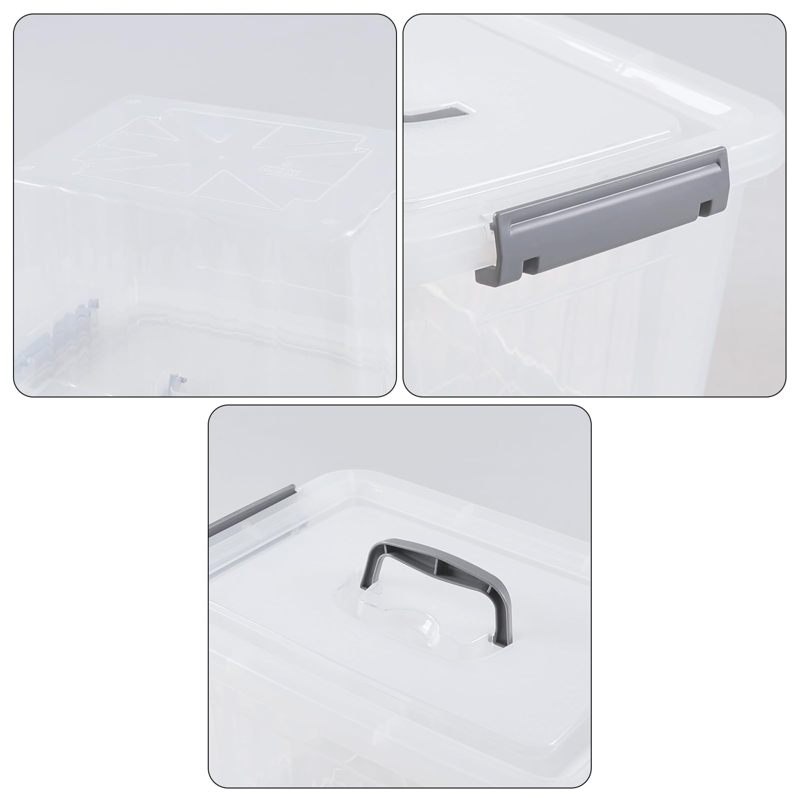 Udotry 6-Pack 10 Quart Clear Latching Bin with Handle, Plastic Storage Box with Lids