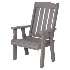 amish casual heavy duty 600 lb high back mission treated patio chair (semi-solid grey stain)