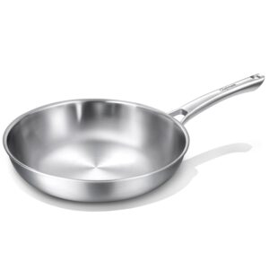 12 inch tri-ply stainless steel pan,pfoa&ptfe free skillets,chef's pans,dishwasher and oven safe cookware, works on induction,ceramic and gas cooktops