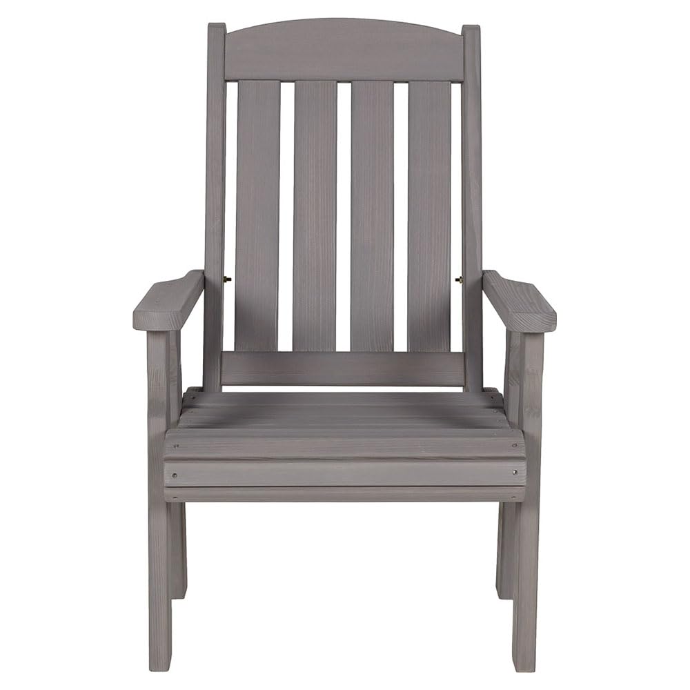 Amish Casual Heavy Duty 600 Lb High Back Mission Treated Patio Chair (Semi-Solid Grey Stain)