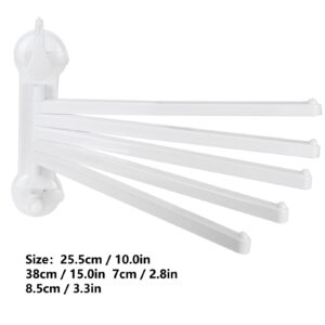 5 Arm Swivel Towel Bar, Wall Mounted Multiple Towel Rack Foldable Swing Arm Towel Rack for Bath Towels Bathrobes Clothes 38x25.5cm