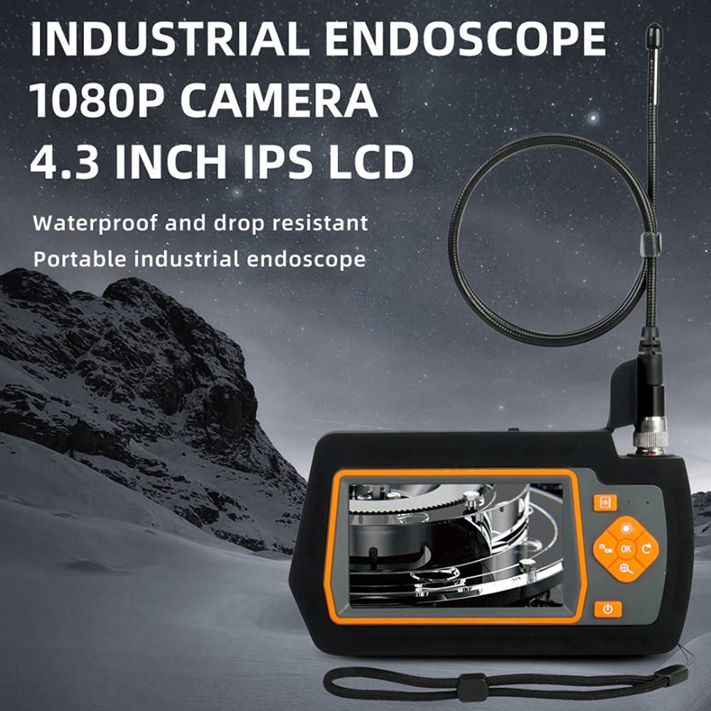 5.5mm Borescope Inspection Industrial Camera, Dual Endoscope Camera, 4.3 Inch Screen, IP67 Waterproof Snake Camera, for Sewer Pipe Drain Plumbing Inspection