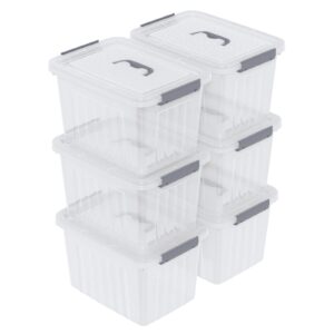 udotry 6-pack 10 quart clear latching bin with handle, plastic storage box with lids