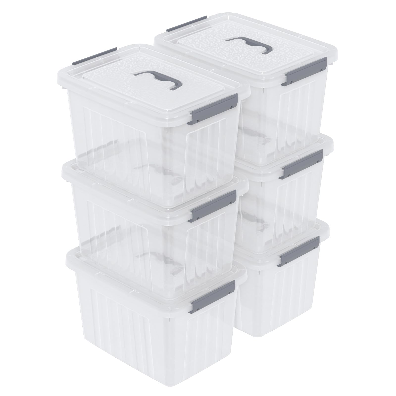 Udotry 6-Pack 10 Quart Clear Latching Bin with Handle, Plastic Storage Box with Lids