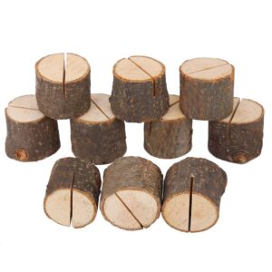 xiasaba place card holders 10 pcs stump shape party place card holder stand number table clip card holder rustic wooden card holders mini wood place card holders