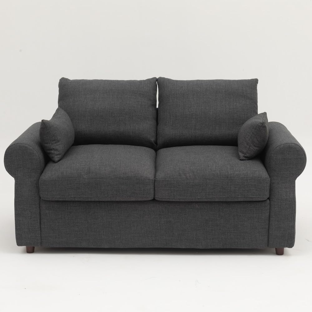 Panana Linen Fabric Sofa with Lift-up Under Storage, Light or Dark Gray, 2 or 3 Seater (Dark Gray Linen Fabric, 2 Seater)