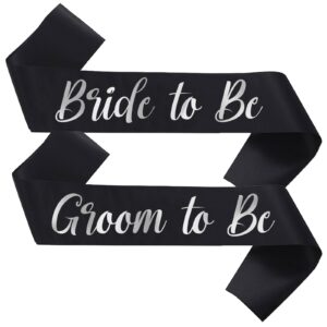 nauxiudsjs bride to be sash and groom to be sash, bachelorette party supplies engagement party favors, bridal shower sashes bachelor decorations black